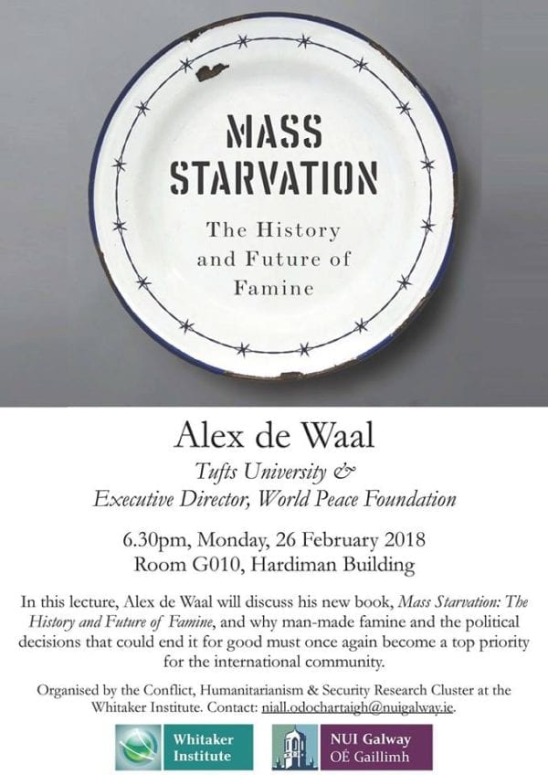 Monday - Lecture on Mass Starvation by Alex de Waal - Galway Daily