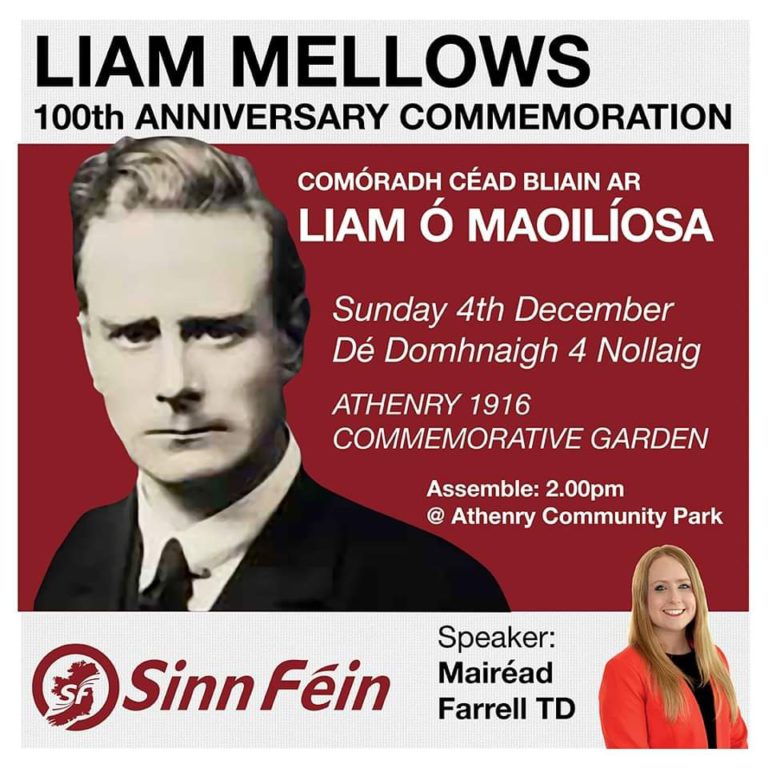 Special Athenry event to commemorate 100th anniversary of Liam Mellows - Galway Daily