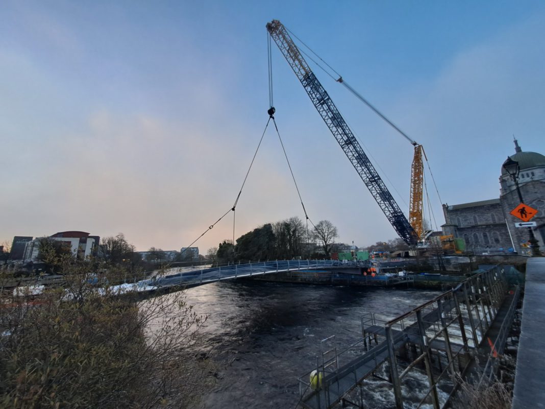 Milestone for Salmon Weir Bridge as main span installed - Galway Daily